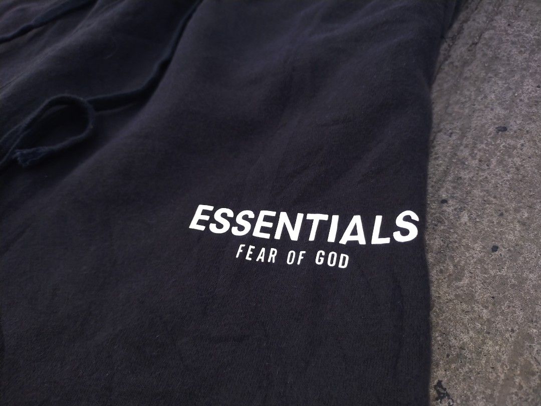 Fear of God essentials reflective logo shorts black on Carousell