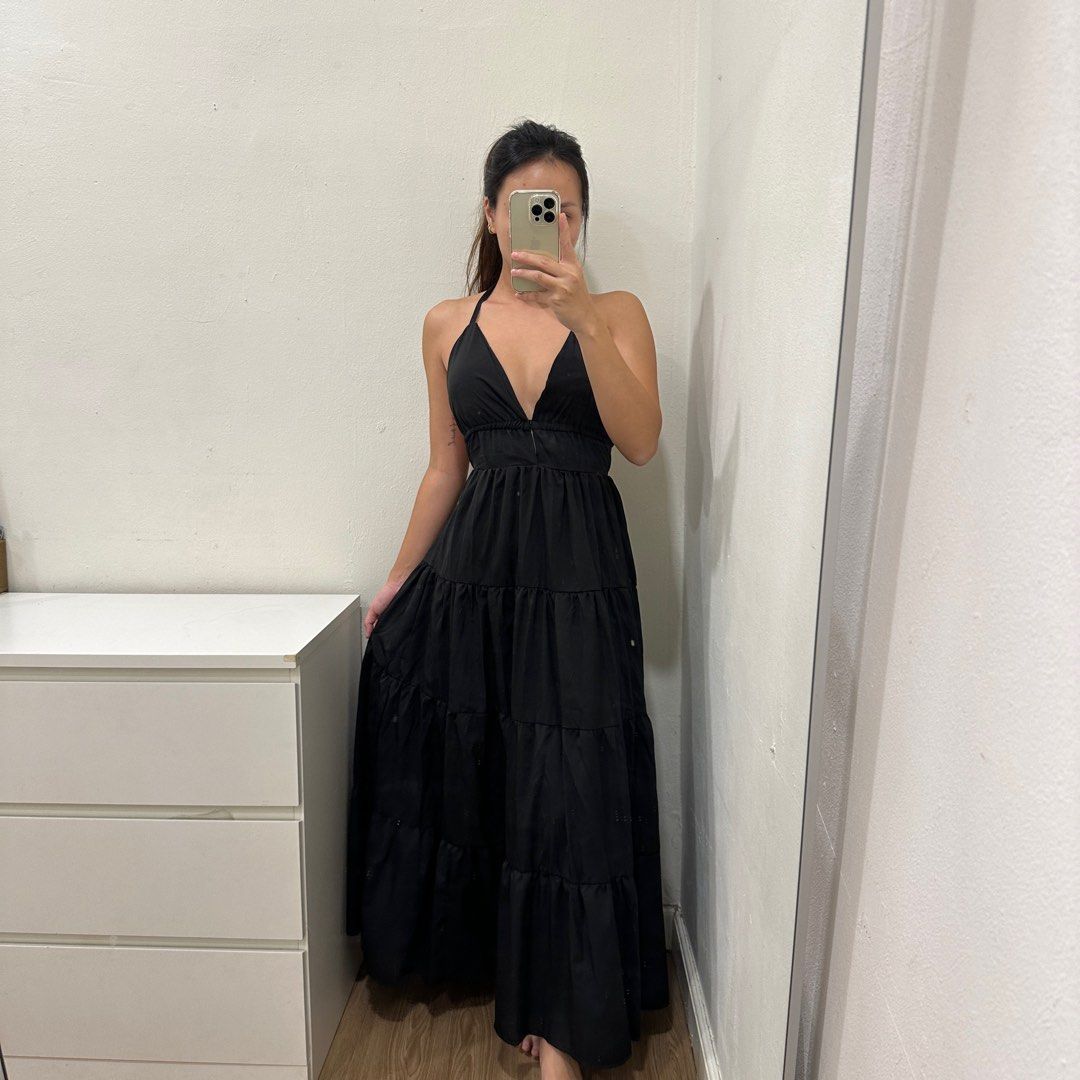 Flowy open back maxi dress, Women's Fashion, Dresses & Sets, Dresses on ...