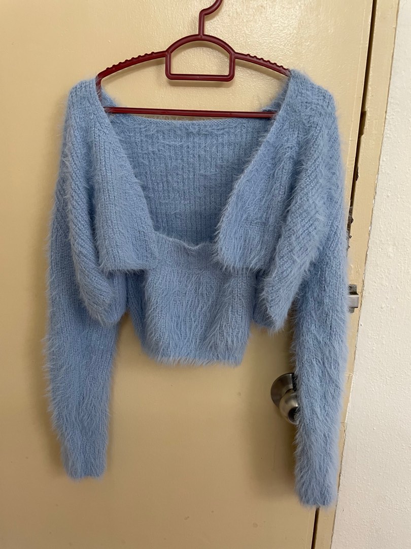 Fluffy baby blue 2-piece set, Women's Fashion, Dresses & Sets, Sets or ...