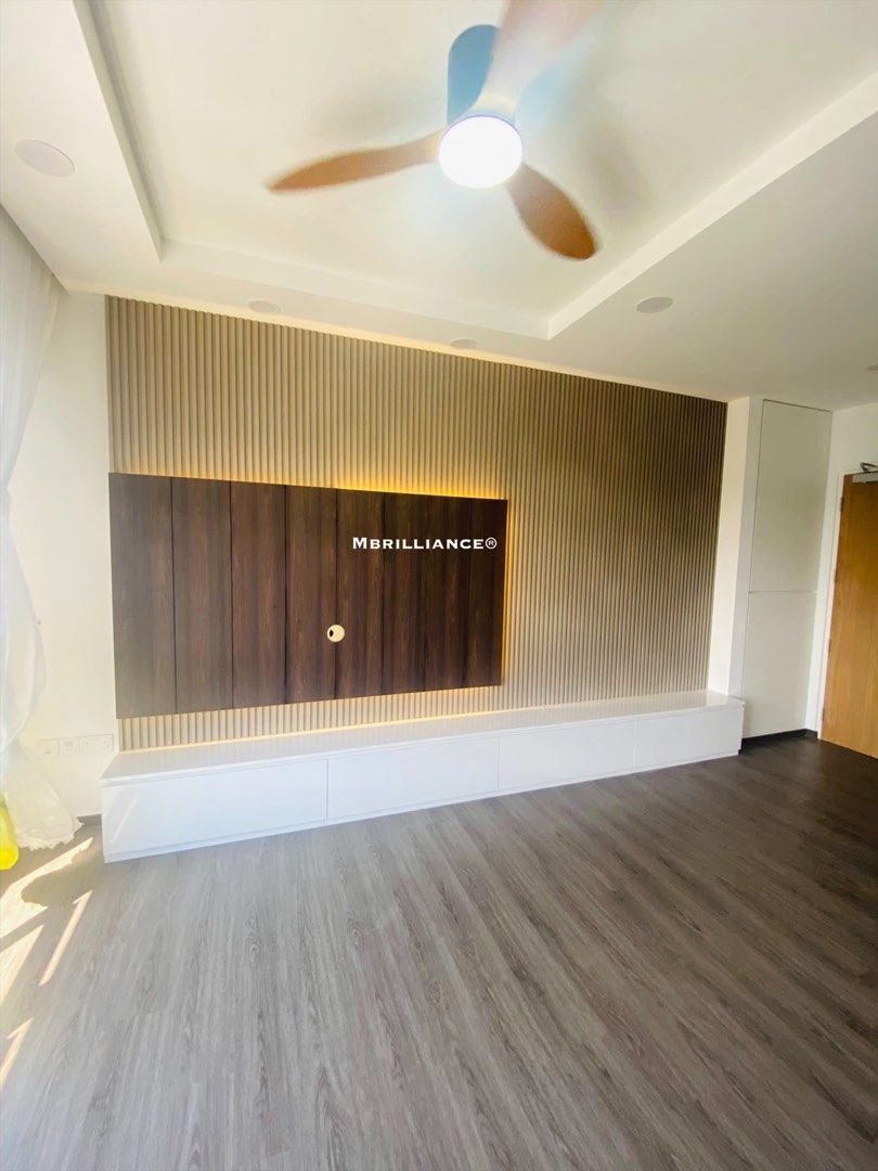 Fluted panel feature wall tv console, Furniture & Home Living ...