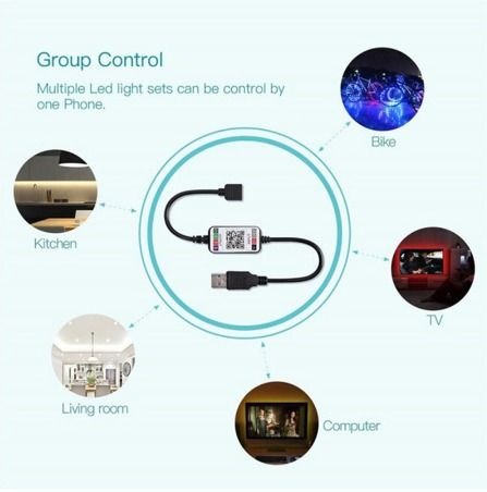 For RGB LED Strip Light Controller RGB Strip Light Controller Mini LED Bluetooth Wireless Smart ...