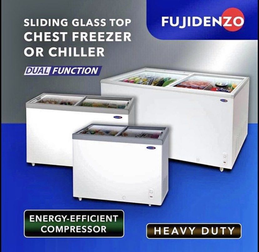FUJIDENZO GLASS TOP CHEST FREEZER, TV & Home Appliances, Kitchen Appliances, Refrigerators and ...
