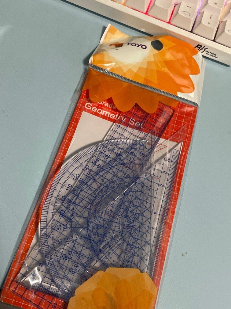 geometry set - set square, ruler, protractor, Hobbies & Toys ...