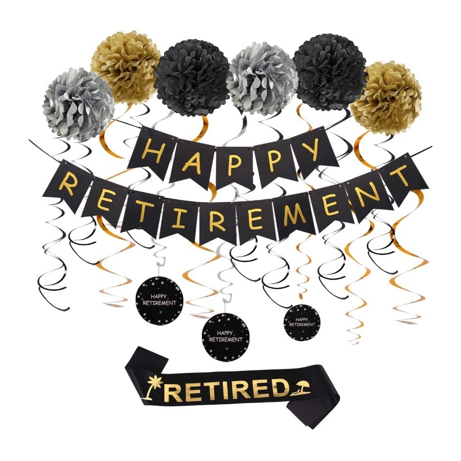 Happy Retirement Set Happy Retirement Banner Retired Sash Retirement ...