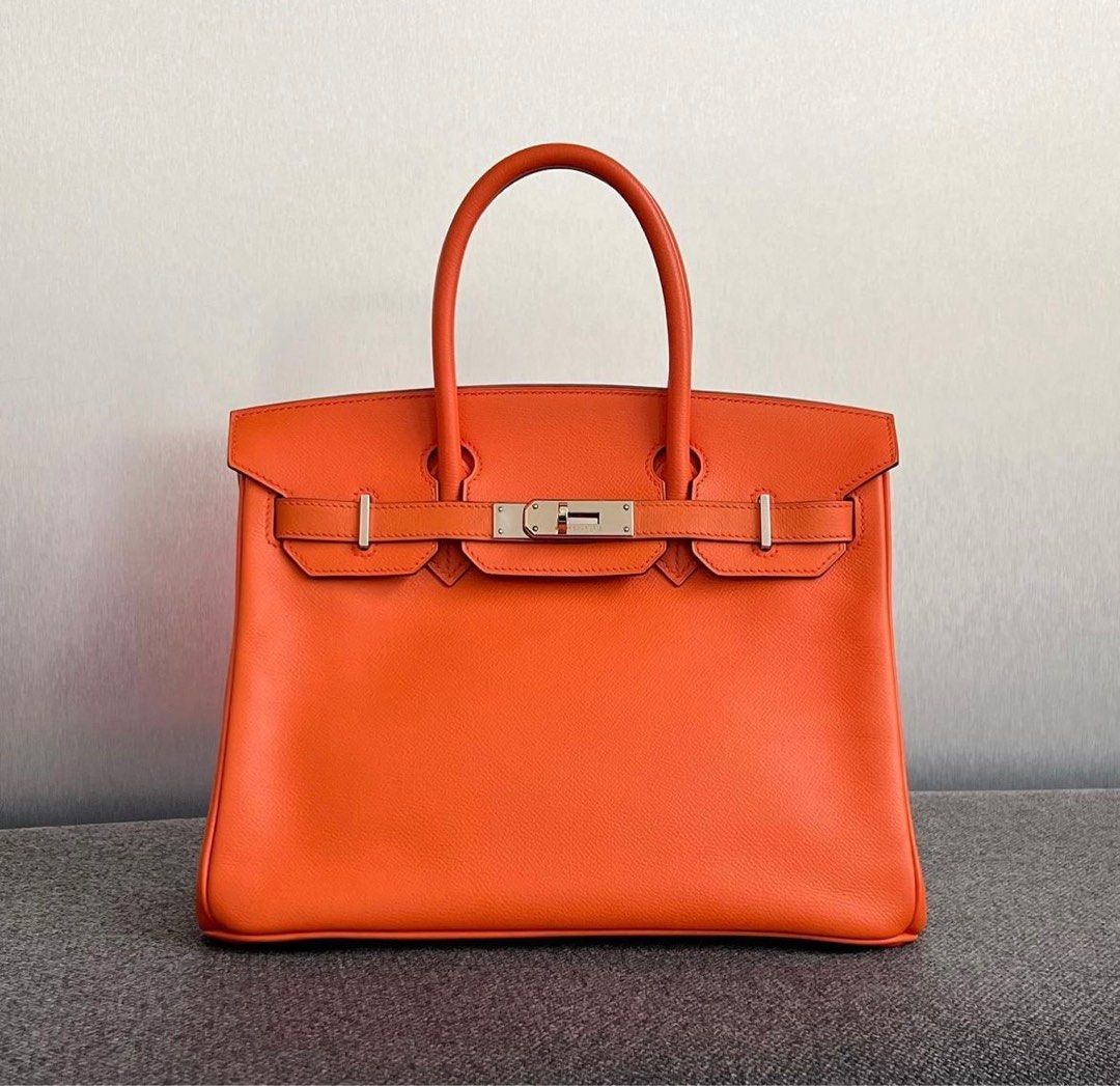 Hermes Birkin 30 Orange Epsom Phw, Luxury, Bags & Wallets on Carousell