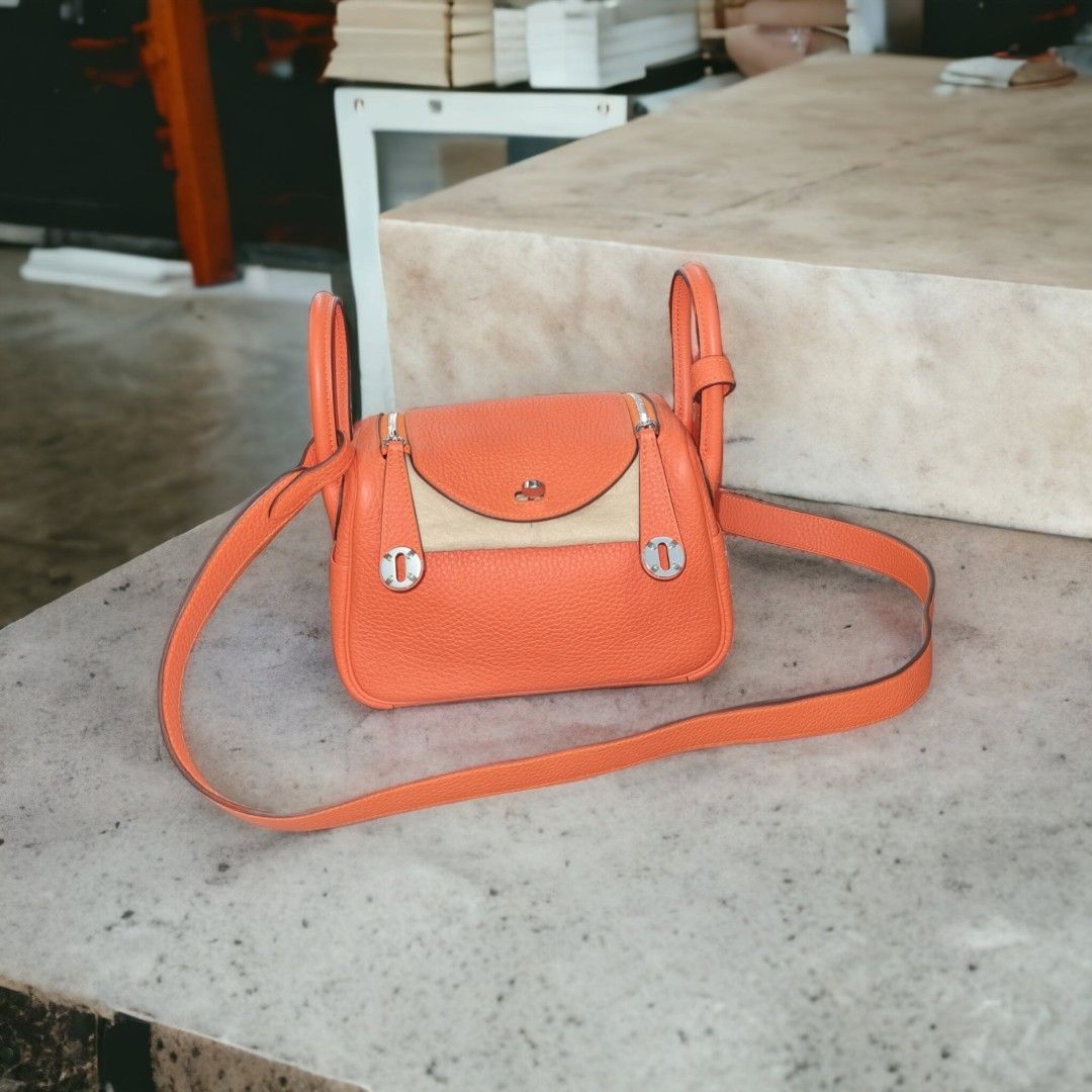 Hermes mini Lindy orange, Luxury, Bags & Wallets on Carousell