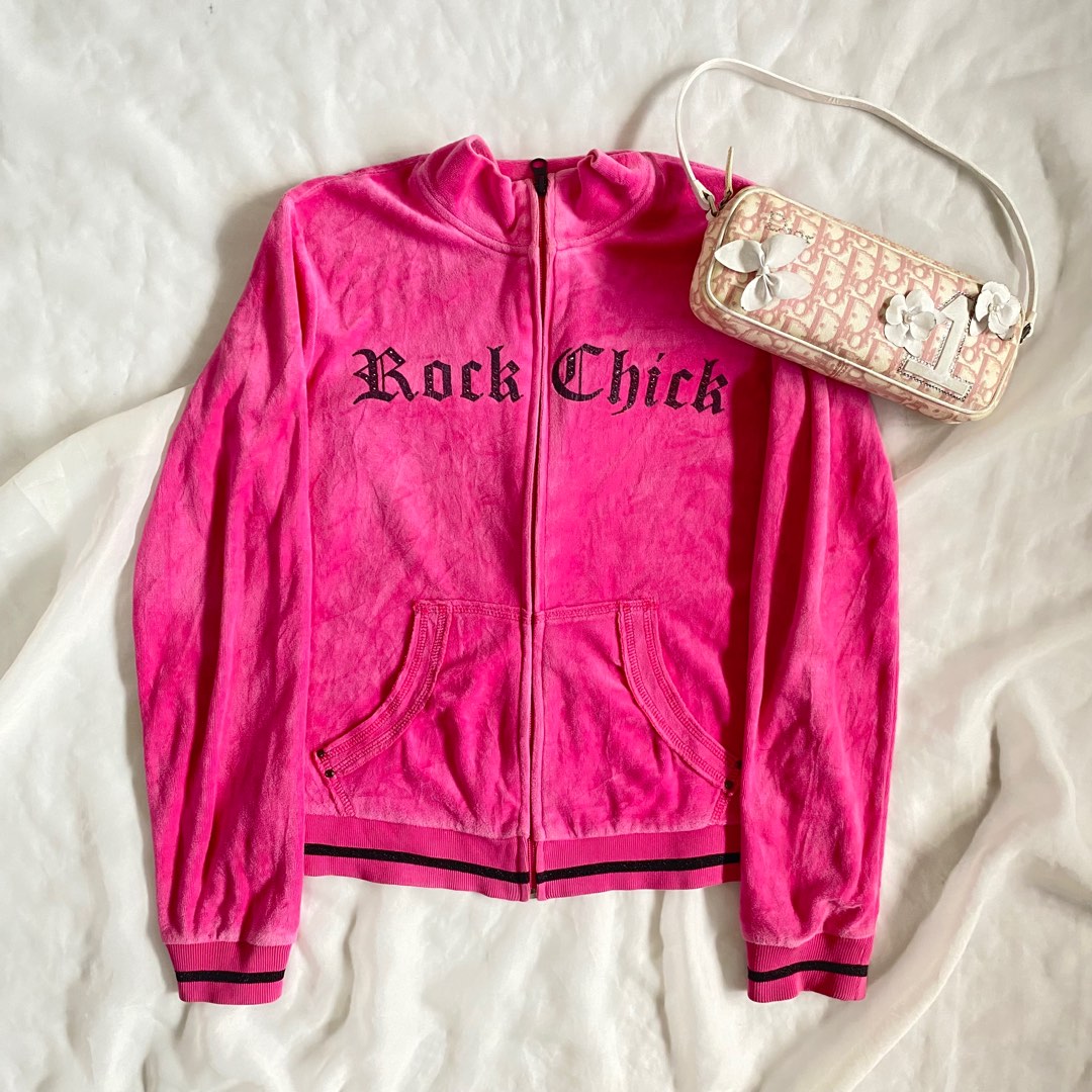 hot pink rock chick juicy couture velvet velour jacket y2k dainty ...