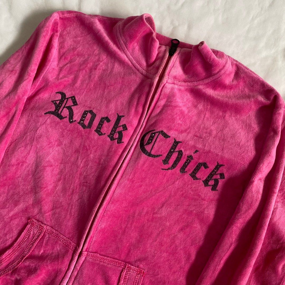 hot pink rock chick juicy couture velvet velour jacket y2k dainty ...