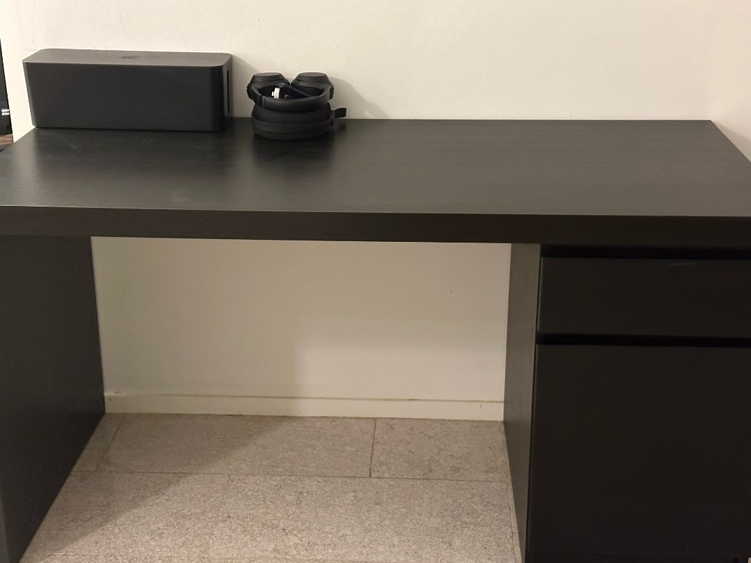 IKEA MALM DESK - BLACK, Furniture & Home Living, Furniture, Tables ...