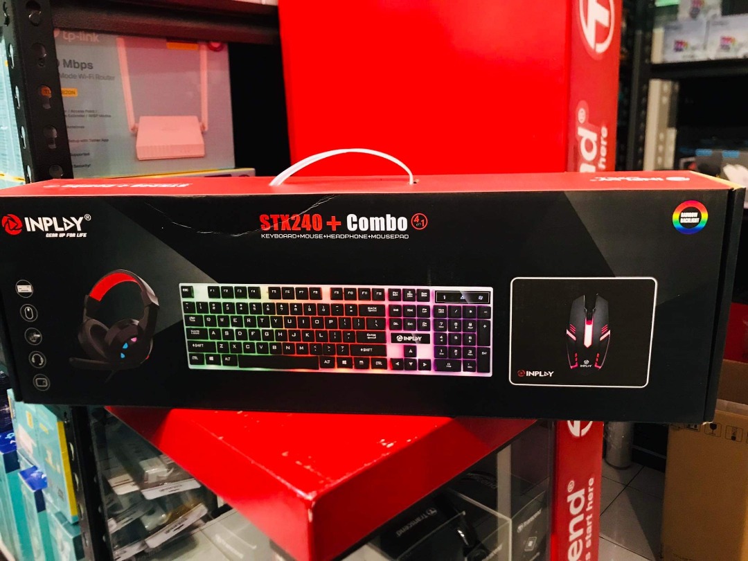 Inplay 4in1 Combo Keyboard Mouse Headphone Mousepad Black STX240 ...