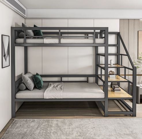 Iron bunk bed small apartment loft bed space-saving bunk bed duplex ...