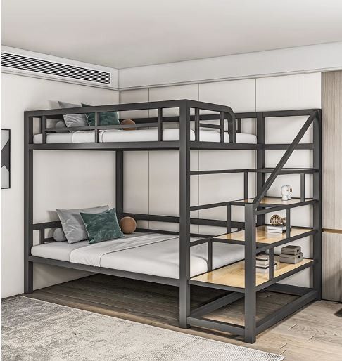 Iron bunk bed small apartment loft bed space-saving bunk bed duplex ...