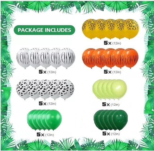 Jungle Safari Theme Birthday Party Decoration Set, Foil Balloons, Happy ...