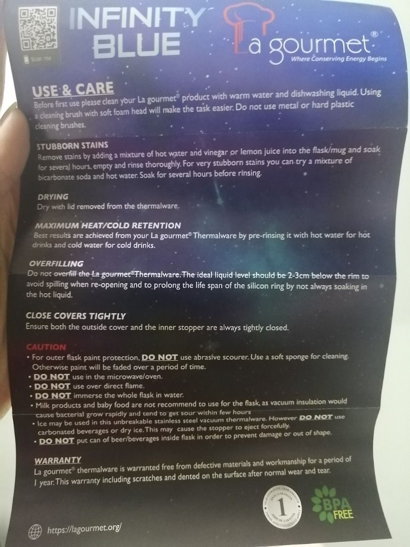 La Gourmet Thermal Tumbler / Thermalware (Infinity blue), Furniture ...