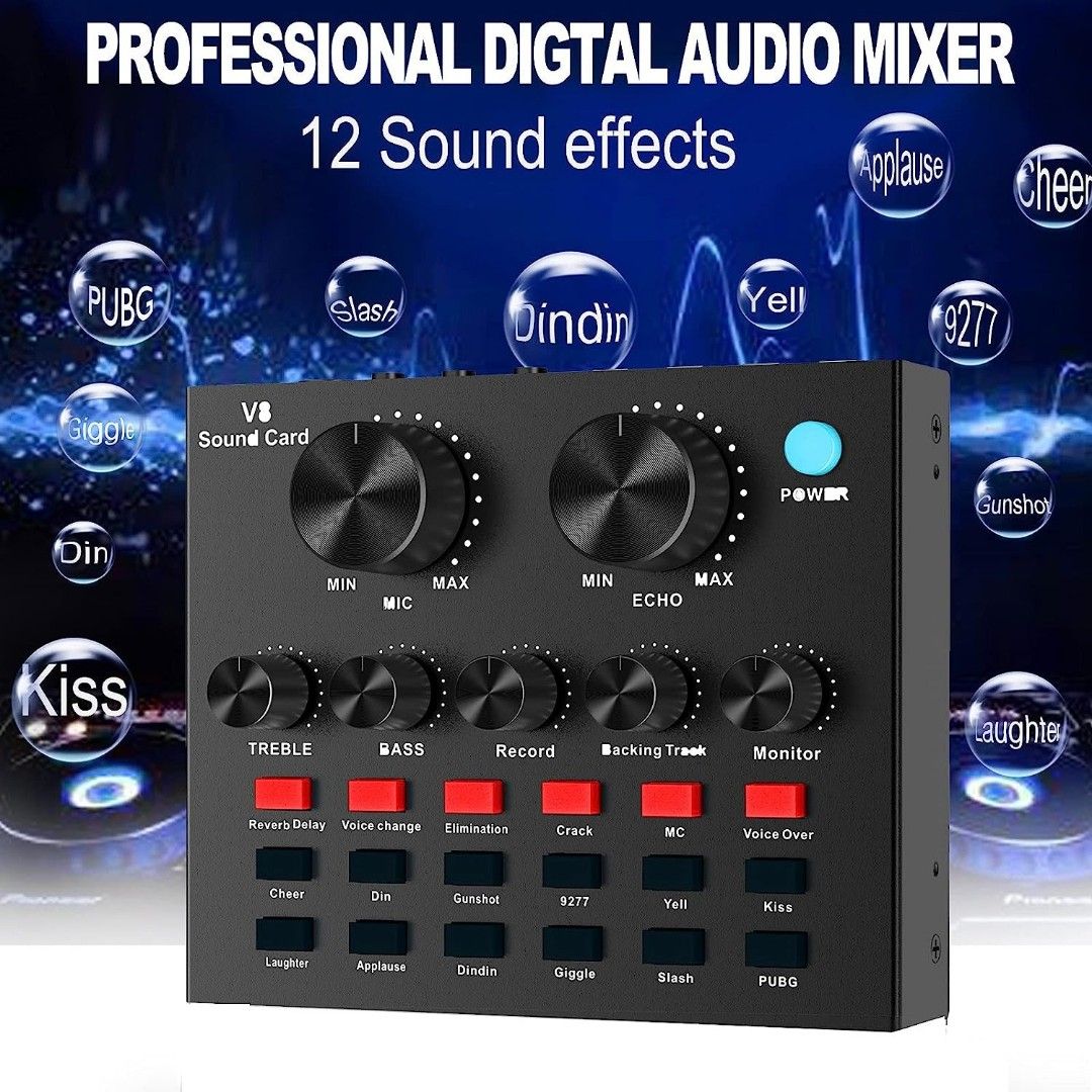 Live Sound Card, REMALL V8 Sound Card with Effects and Voice Changer ...
