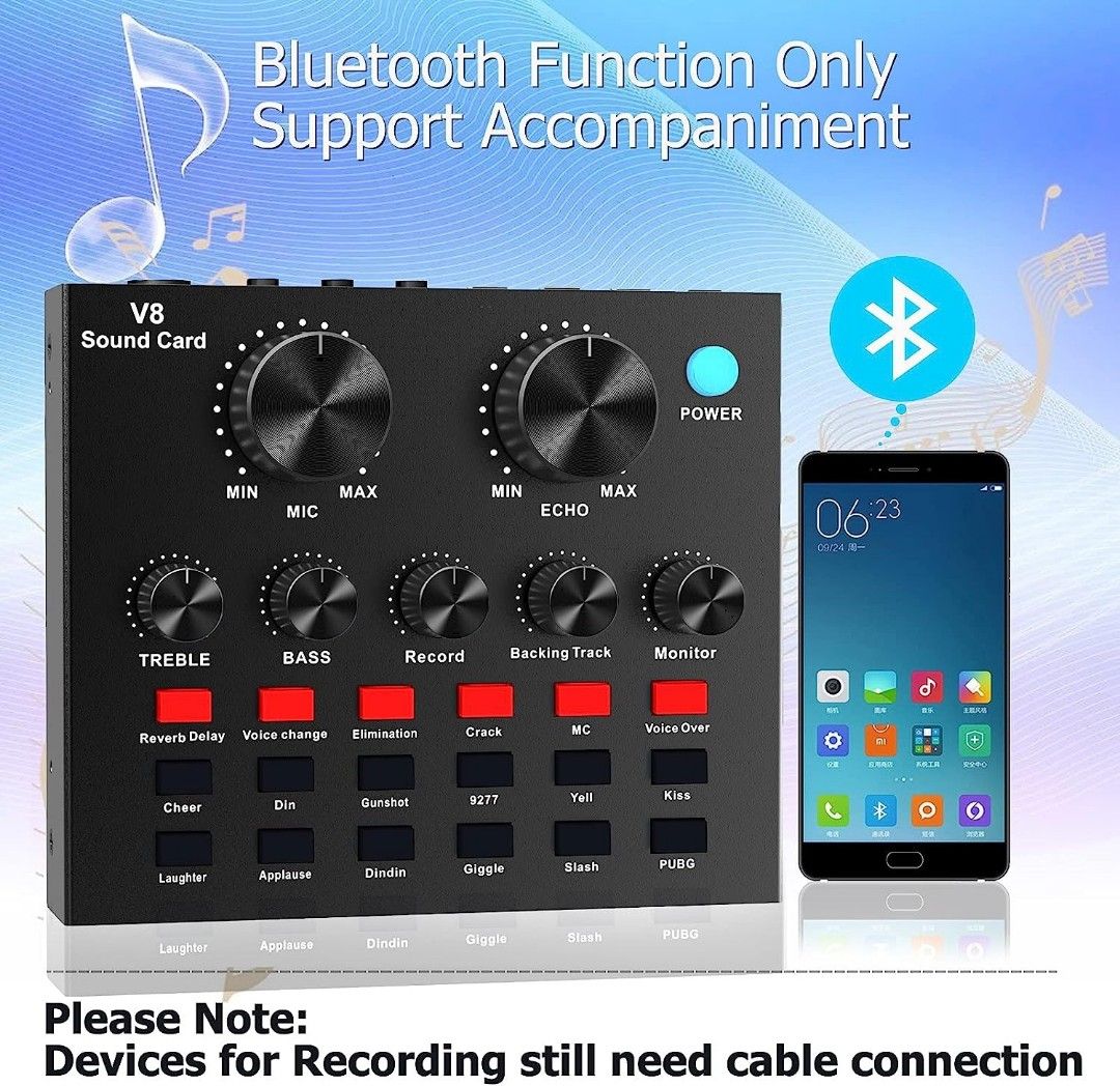 Live Sound Card, REMALL V8 Sound Card with Effects and Voice Changer ...