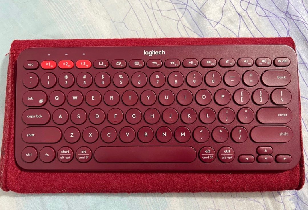 Logitech K380 Multi Device Bluetooth Keyboard Red with Sleeve ...