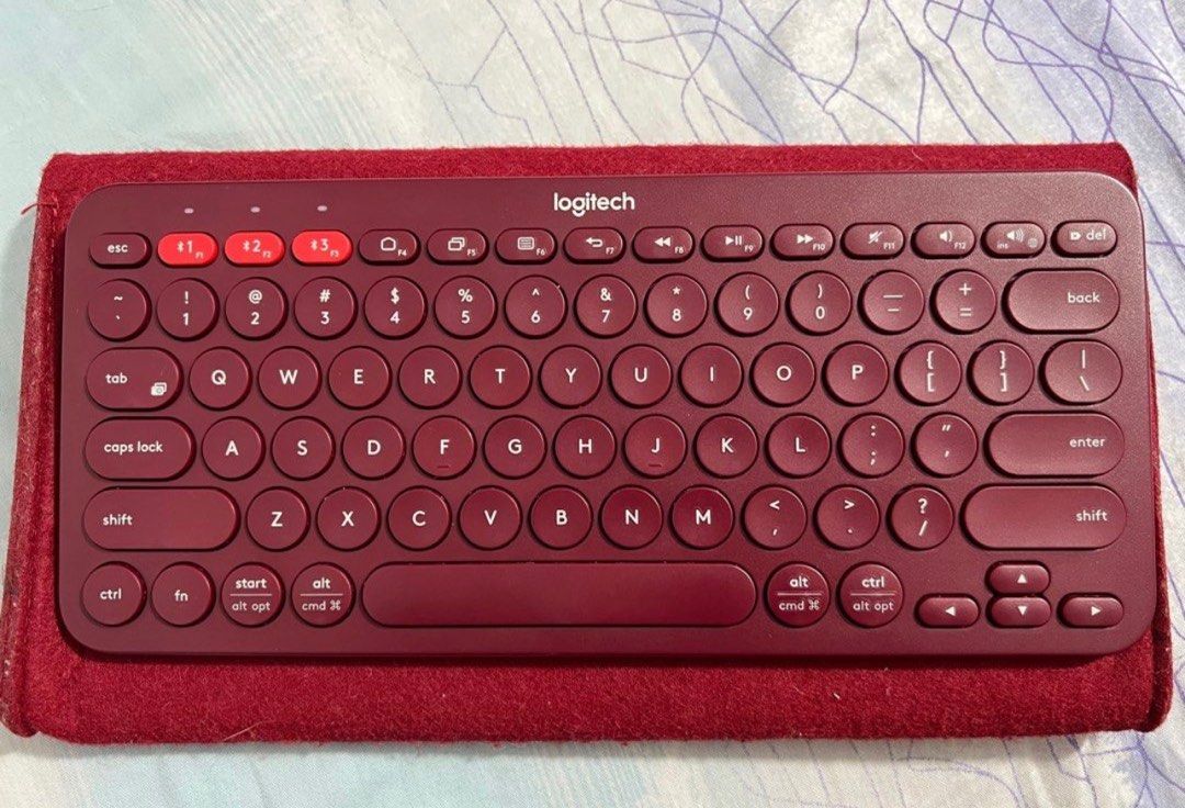 Logitech K380 Multi Device Bluetooth Keyboard Red with Sleeve ...