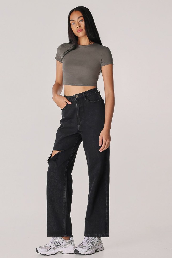 Lovet NOT YOUR AVERAGE CUT-OUT JEANS - PETITE (BLACK), Women's Fashion ...