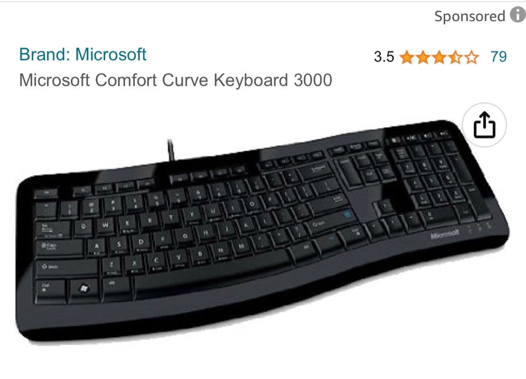 Microsoft Comfort Curve Keyboard 3000, Computers & Tech, Parts ...