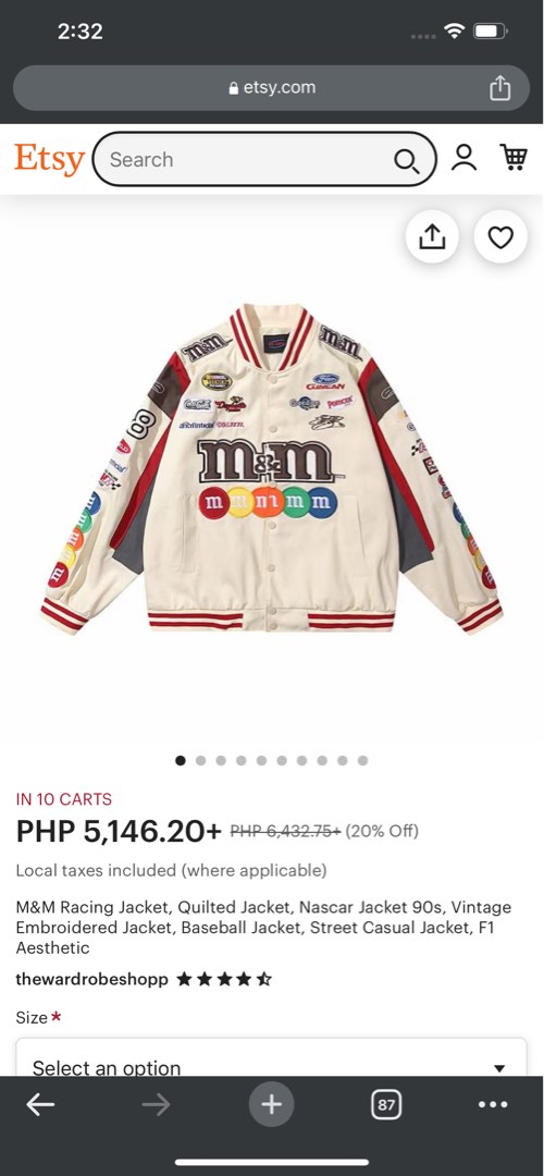 NEWYEAR SALE!!!M&M racing jacket quilted nascar vintage embroidered ...
