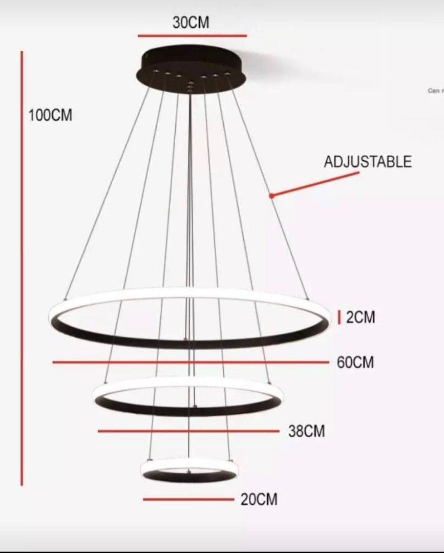 New Modern Tri Color Led 3 Rings Ceiling Light Chandelier, Furniture ...