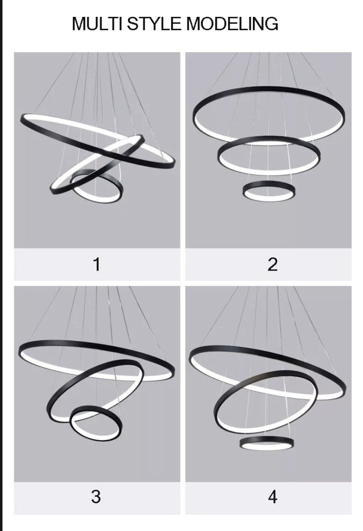 New Modern Tri Color Led 3 Rings Ceiling Light Chandelier, Furniture ...