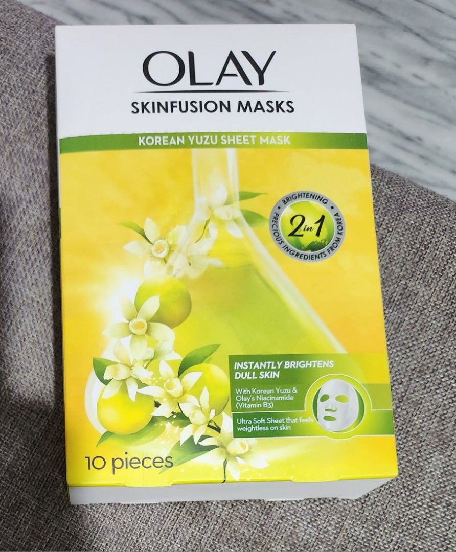 Olay Korean Yuzu Sheet Mask, 10 pieces, Beauty & Personal Care, Face ...