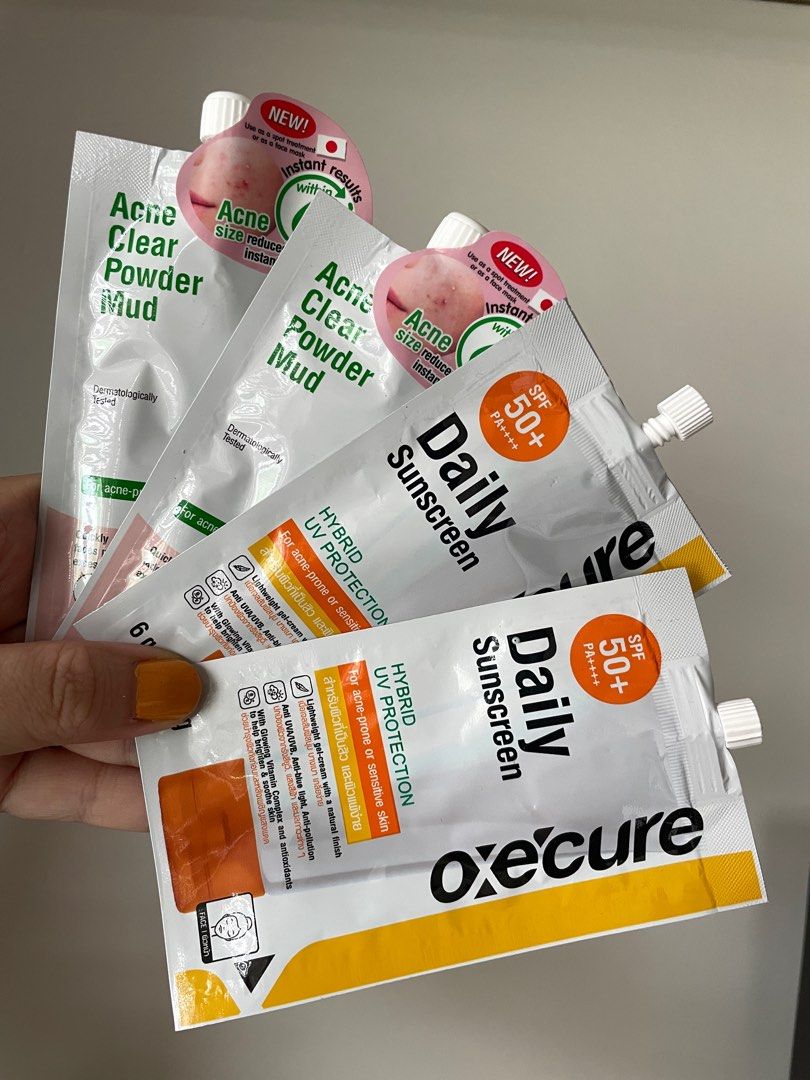 Oxecure Daily Sunscreen & Acne Clear Power Mud Bundle on Carousell