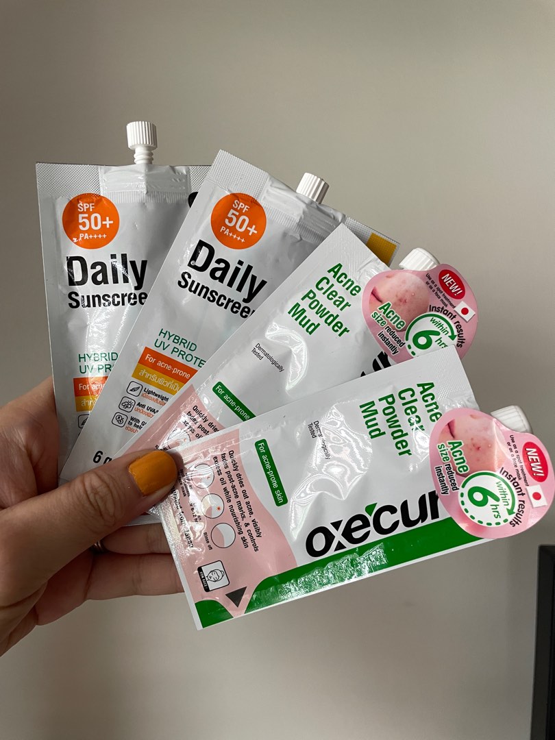 Oxecure Daily Sunscreen & Acne Clear Power Mud Bundle on Carousell