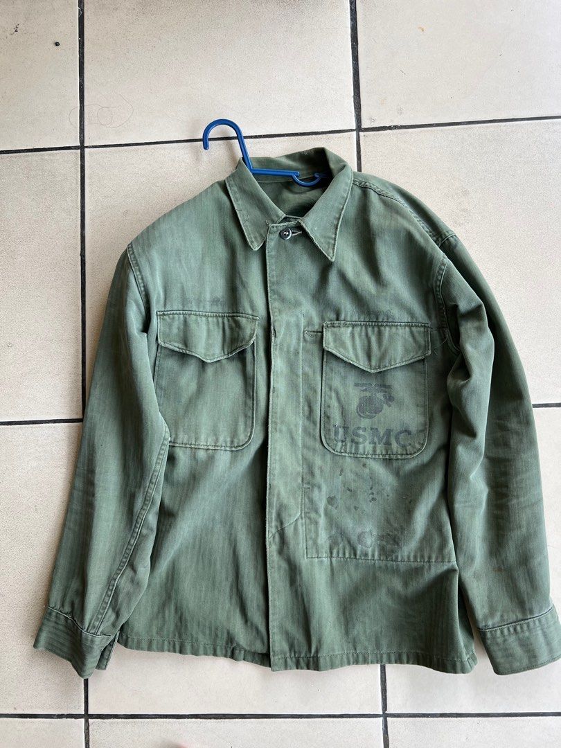 P53 USMC HBT jungle jacket sakmir M65 og107 m51, Fesyen Pria, Pakaian ...