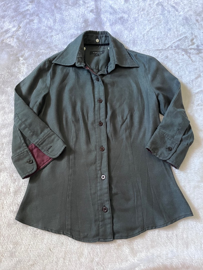 Padini Woman Dark Green with Red Inner Lining Formal Work Shirt, Women ...
