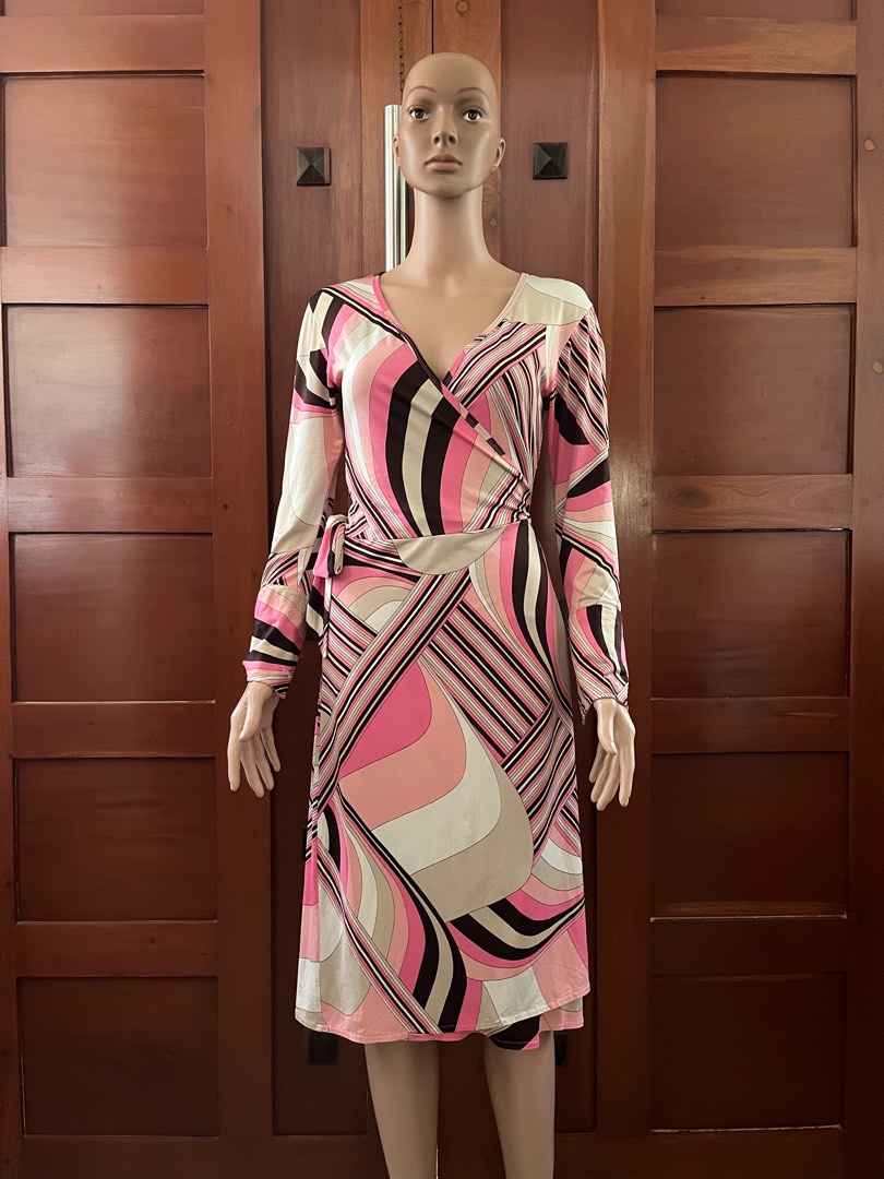 Pink Wrap Overlap Dress, Women's Fashion, Dresses & Sets, Dresses on ...