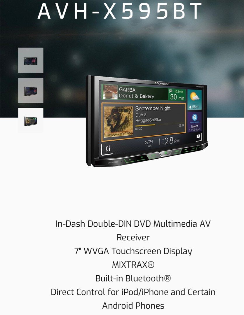 Pioneer Head Unit AVH-X595BT, Car Accessories, Accessories on Carousell
