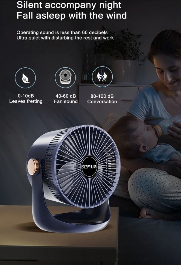 Portable Fan Household Desk USB Rechargeable Air Circulation Electric ...