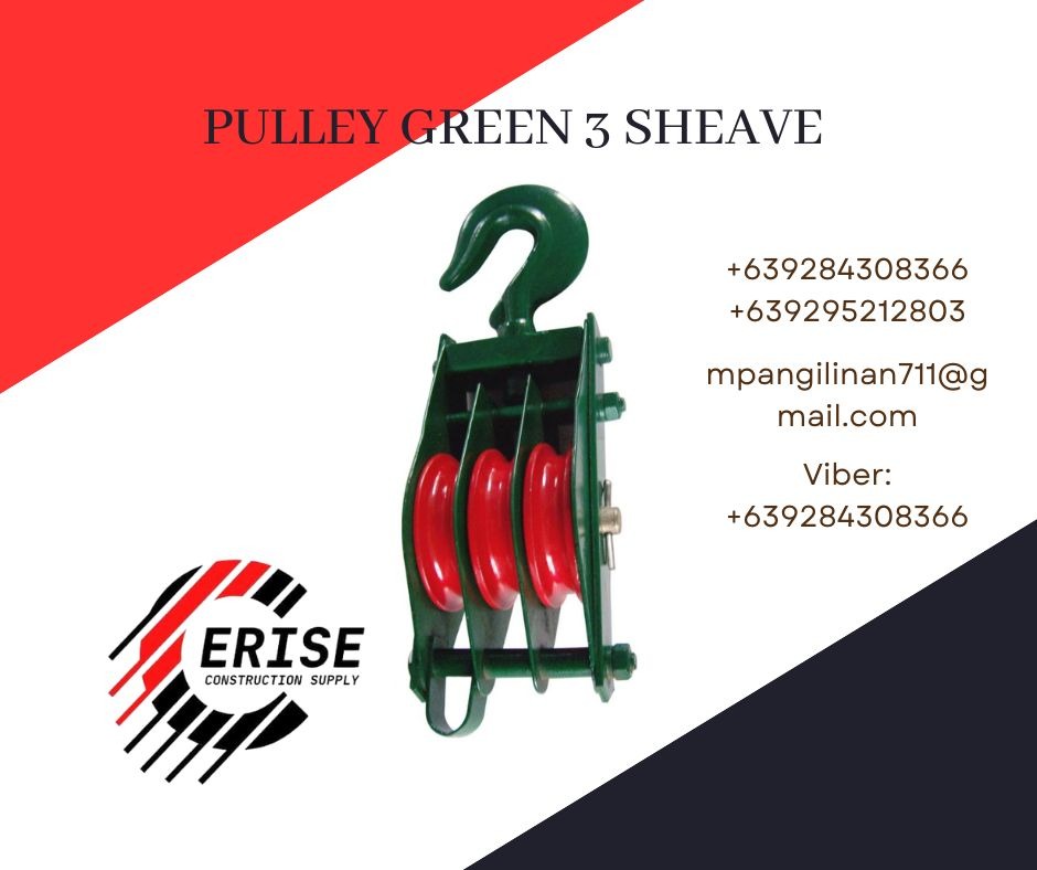 PULLEY GREEN 3 SHEAVE, Commercial & Industrial, Construction Tools & Equipment on Carousell
