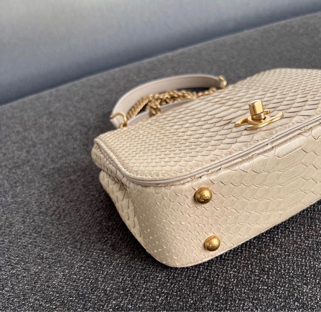 Rare Chanel CarryAll Top Handle Small Python Beige / Ghw, Luxury, Bags ...