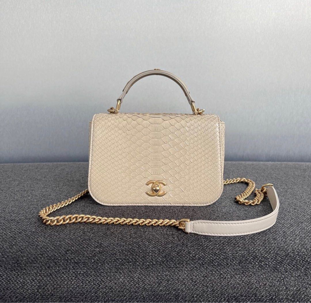 Rare Chanel CarryAll Top Handle Small Python Beige / Ghw, Luxury, Bags ...