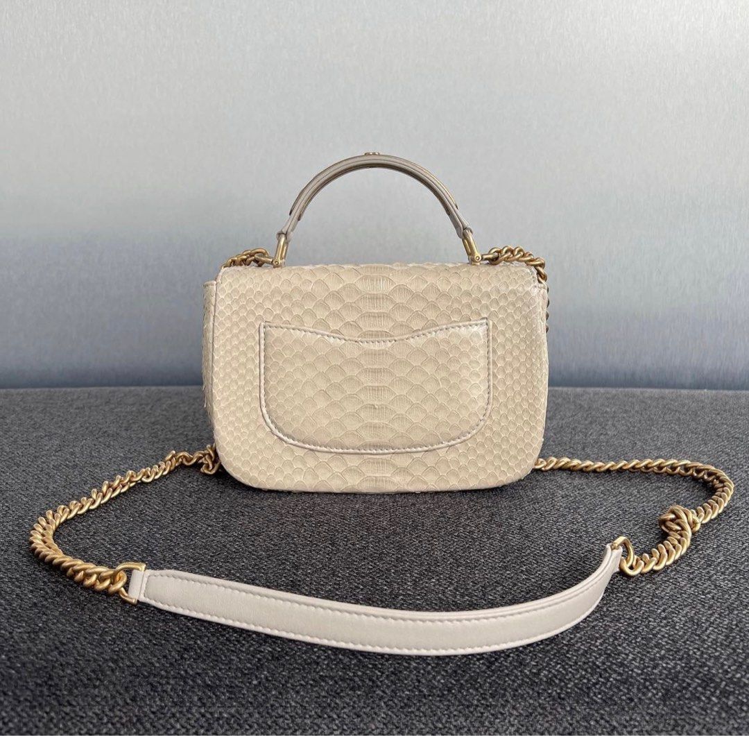 Rare Chanel CarryAll Top Handle Small Python Beige / Ghw, Luxury, Bags ...