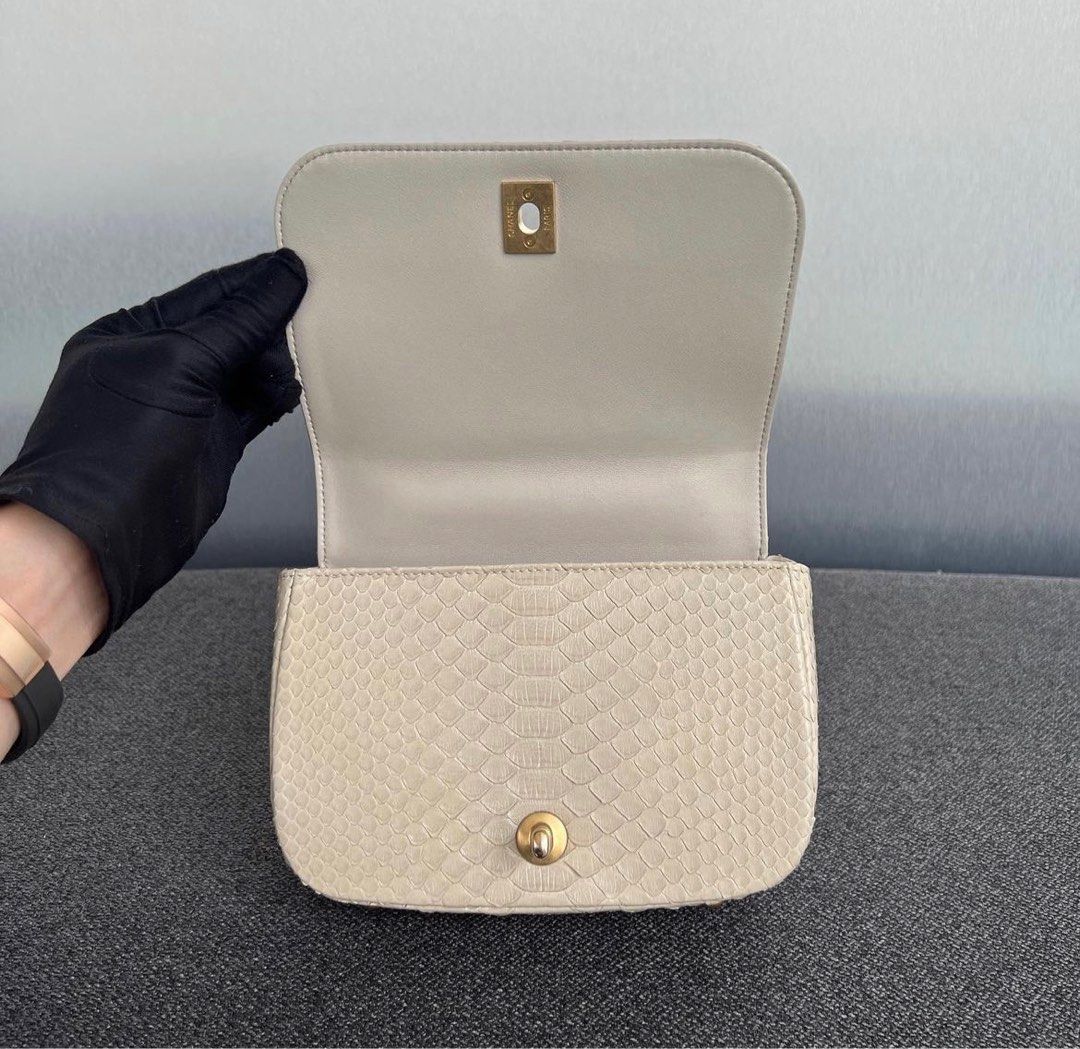 Rare Chanel CarryAll Top Handle Small Python Beige / Ghw, Luxury, Bags ...