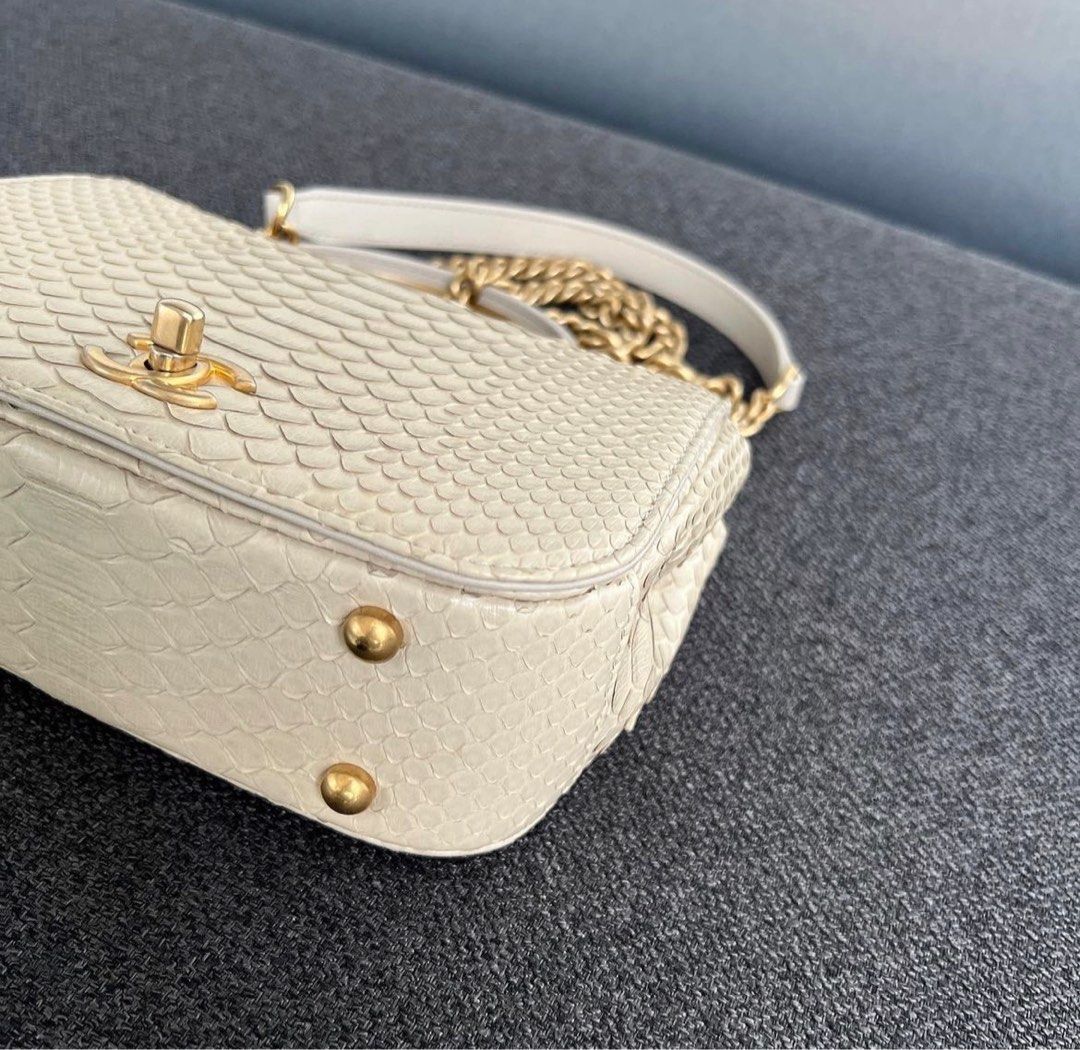 Rare Chanel CarryAll Top Handle Small Python Beige / Ghw, Luxury, Bags ...