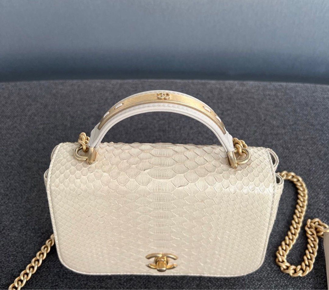 Rare Chanel CarryAll Top Handle Small Python Beige / Ghw, Luxury, Bags ...