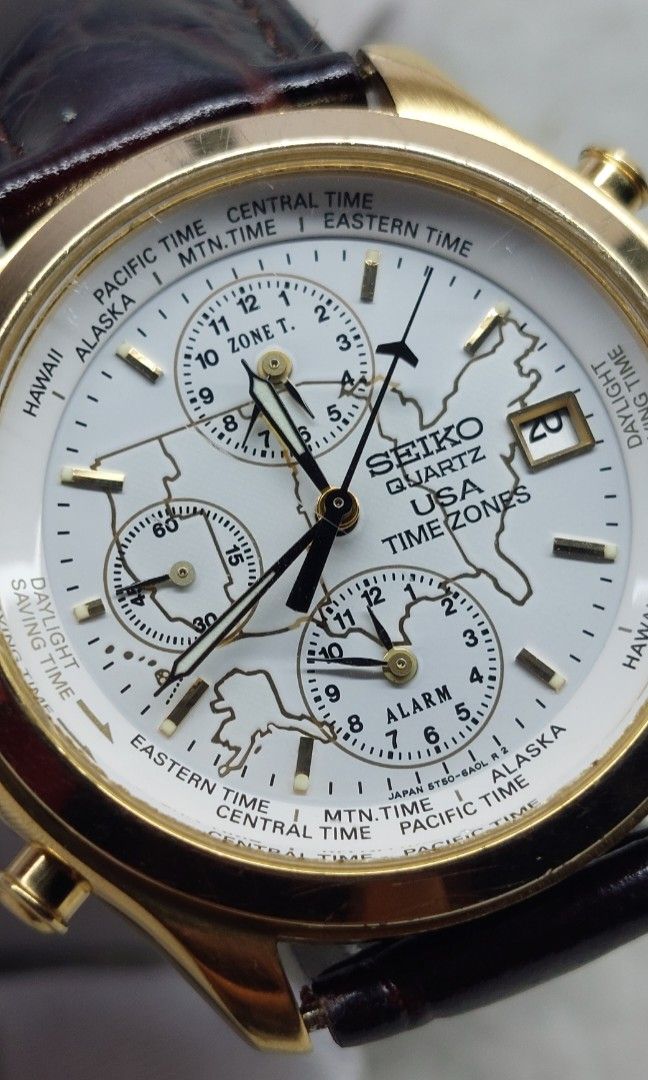 RARE SEIKO QUARTZ WORLDTIMER ALARM MEN WATCH JAPAN MADE, Men's Fashion, Watches & Accessories ...