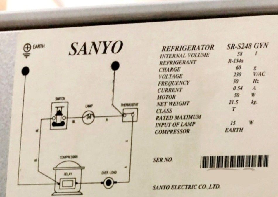 Sanyo Mini Bar Fridge 58 litre, TV & Home Appliances, Kitchen ...