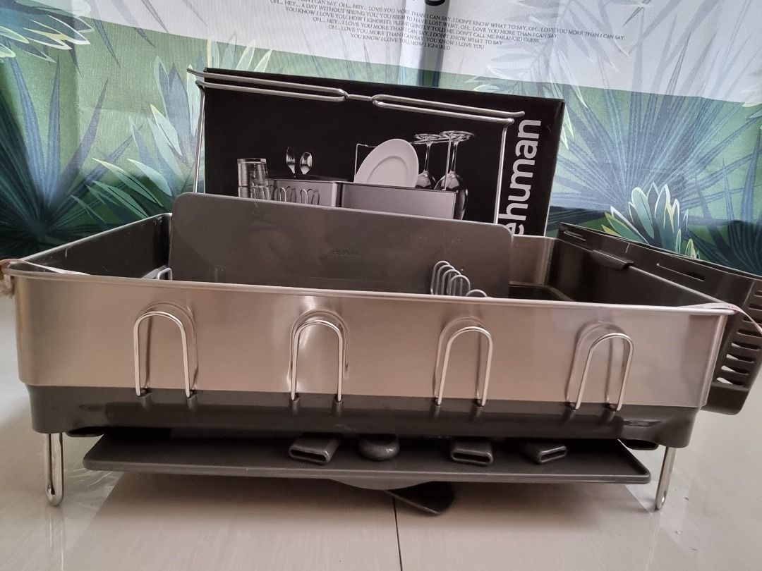 SIMPLE HUMAN Dish Rack Dish Organizer Stainless Steel Frame Dish ...