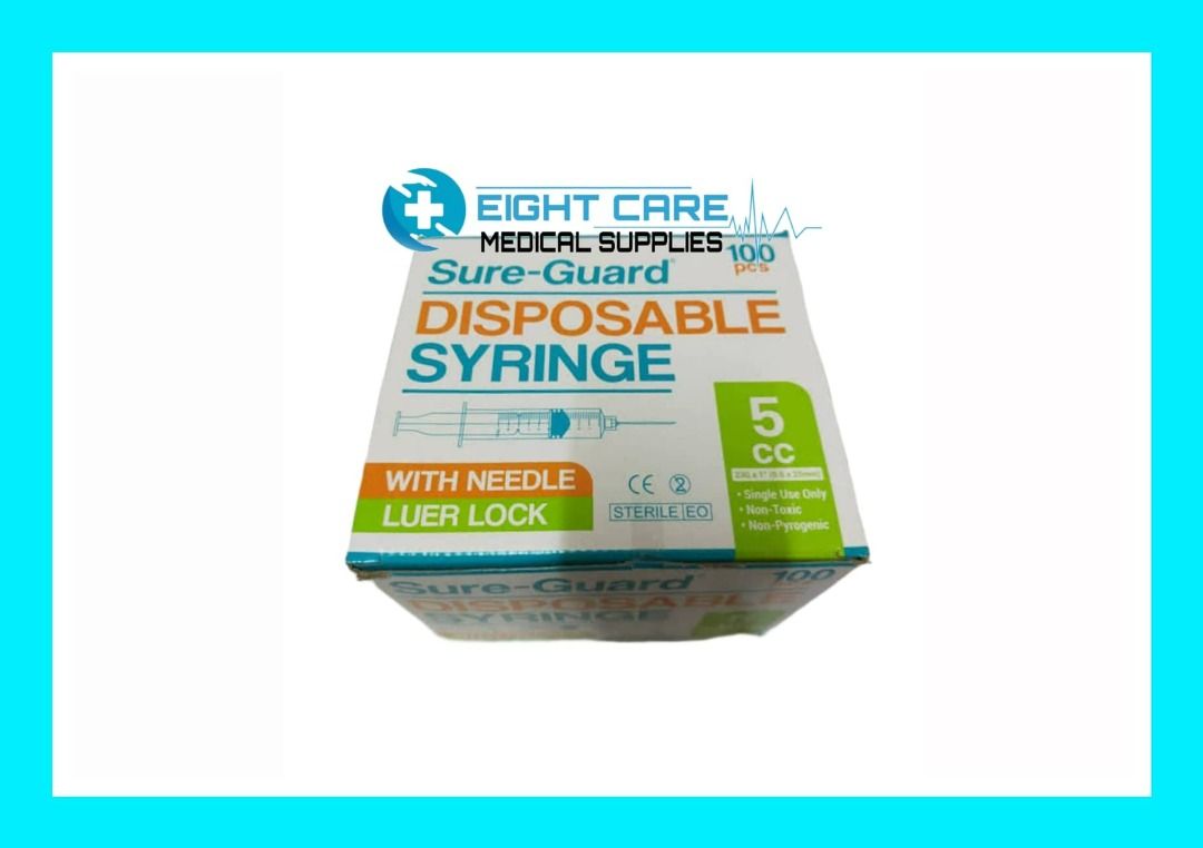 Sure-Guard Disposable Syringe 5cc I 23G x 1" I 100pieces per Box ...
