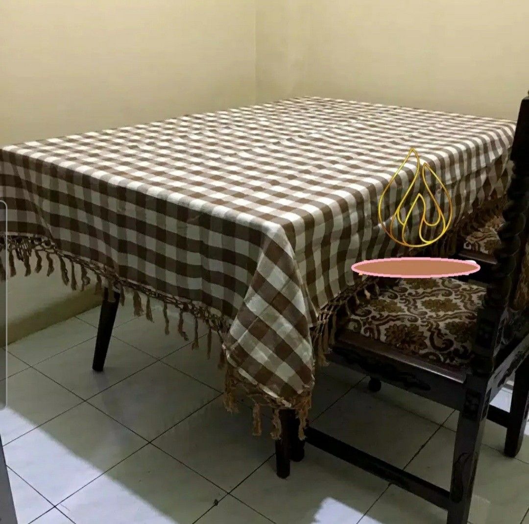 Taplak Meja Kain segi empat untuk 4-6 kursi, Tersedia warna Tosca, Biru ...