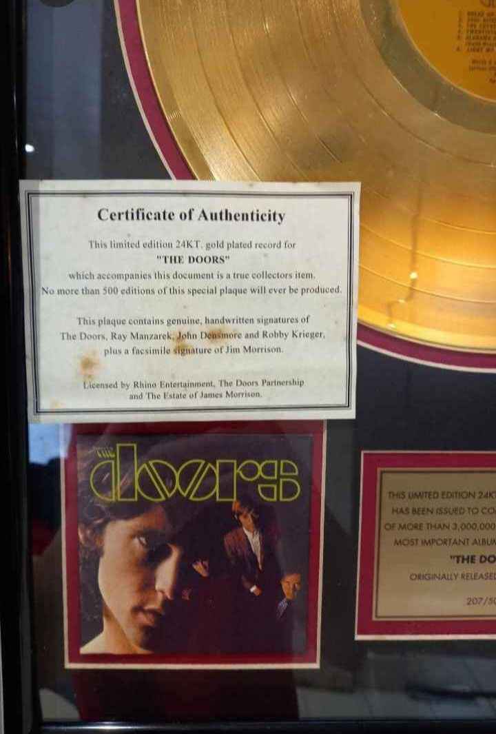 The Doors (Rare Signed) 24K Gold Plated Vinly Records 'The Doors ...