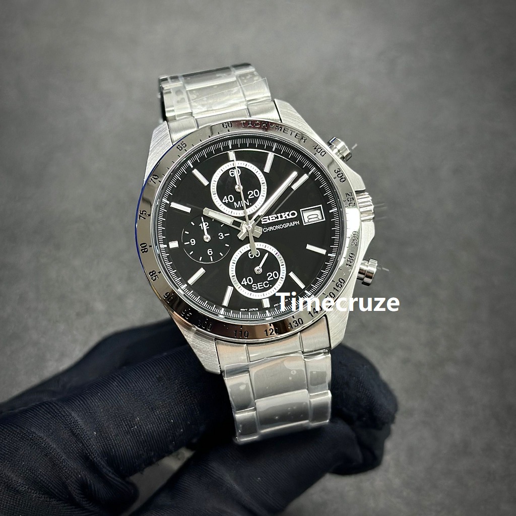 [Time Cruze] Seiko JDM SBTR005 Spirit Chronograph Black Dial Quartz Men Watch SBTR005, Men's ...