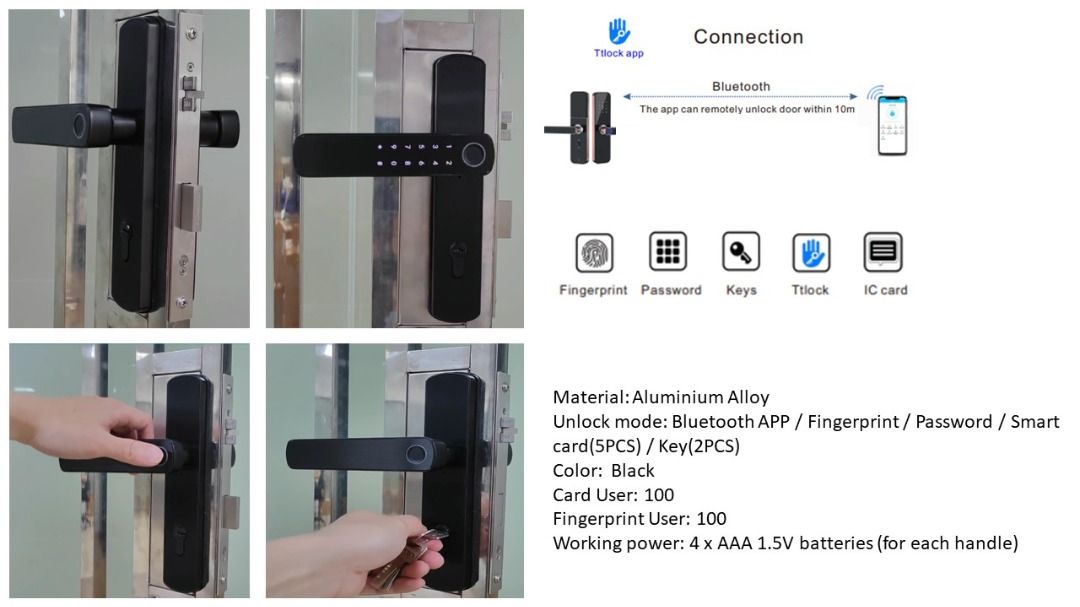 Metal gate BTO TTLock Bluetooth Digital Door/Gate/ Bedroom Lock ...